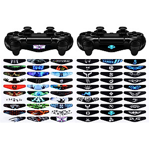 eXtremeRate 60 Pcs/Set Game Theme Led Lightbar Cover Skins for PS4 Controller, Custom Vinyl Light Bar Decals Stickers for PS4 Slim Pro Controller