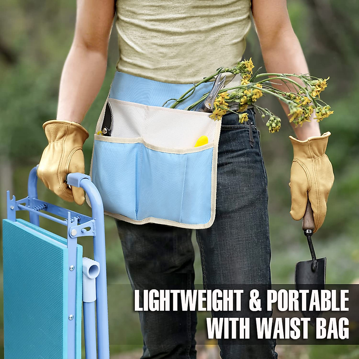 Jardineer Garden Kneeler and Seat Heavy Duty - Upgraded Stand Feet, 10 Inch Kneeler and Stool for Gardening, Multifunctional Gardening Bench Kneeler and Seat, Garden Kneeling Bench with Handles