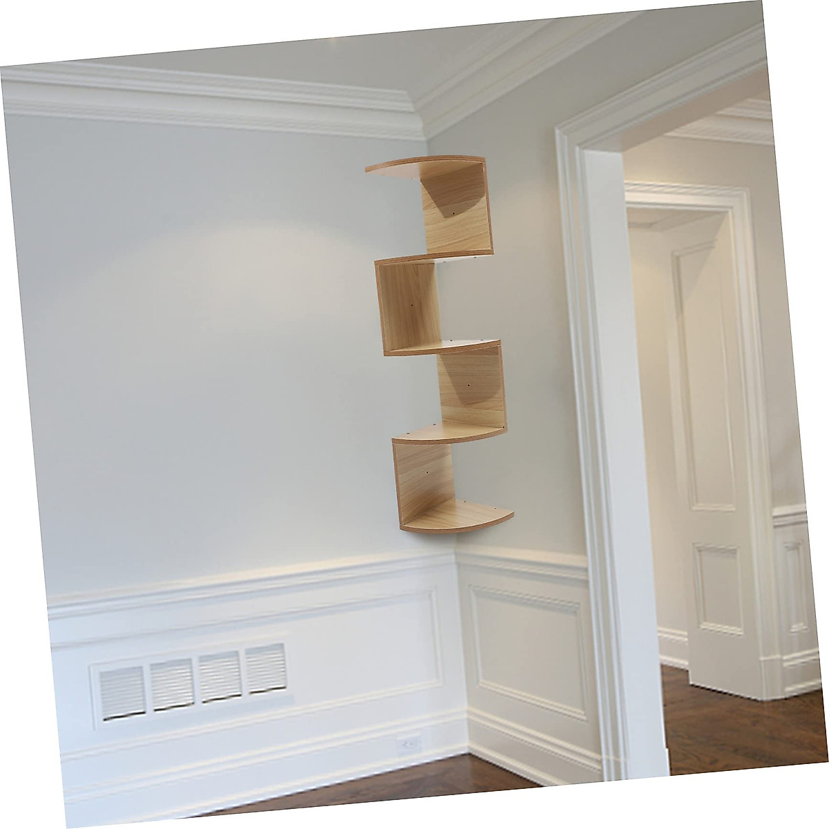 Abaodam Stylish Wooden Shelf Wall Mount Wooden Storage Rack Book Case 5 Layers