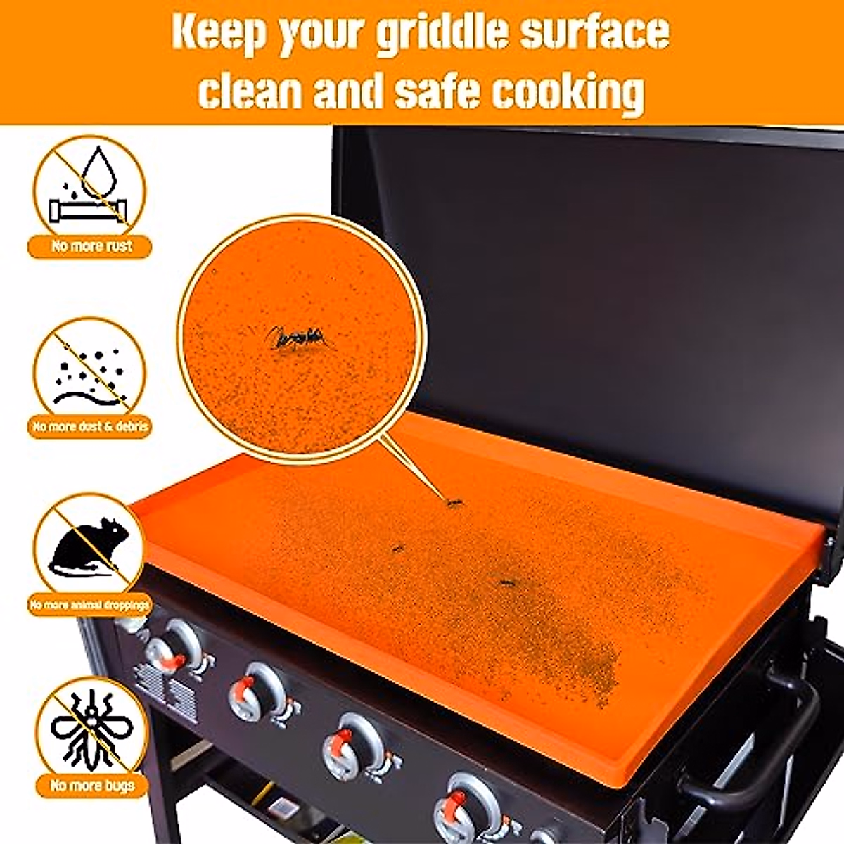 Silicone Griddle mat for Blackstone 28’’ Griddle, Upgraded High-Edge Mat for Silicone Griddle Top Cover, Heavy Duty Food-grade Cooking Protector from Rust or Dirt (28 Inch)