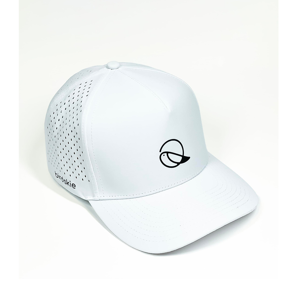 birdskie Golf Hat Snapback, Breathable, Quick Drying, High Performance, The Swagger Golf Cap White