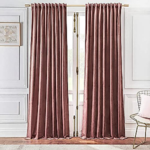Timeper Mauve Velvet Curtains - Wild Rose Pink Light Blocking Bedroom Curtains 96 inches for Kids Gilrs, Back Tab Luxury Curtains for Dining/Nursery, W52 x L96, 2 Panels