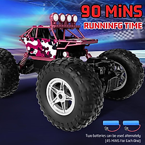 28℃ 1:14 Remote Control Truck for Adults and Kids - 4x4, 4WD Off Road Monster Truck with Metal Shell,Dual Motors,Waterproof Monster RC Truck (Red)