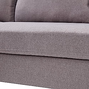 Morhome Rivet Revolve Modern Upholstered Sofa with Reversible Sectional Chaise, Living Room L-Shape 3-Seater Couch, Gray Linen