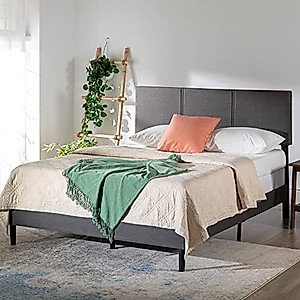 ZINUS Cambril Upholstered Bed Frame / Durable Steel Support / Bed Frame for Box Spring & Mattress / Easy Assembly, Queen Dark Grey