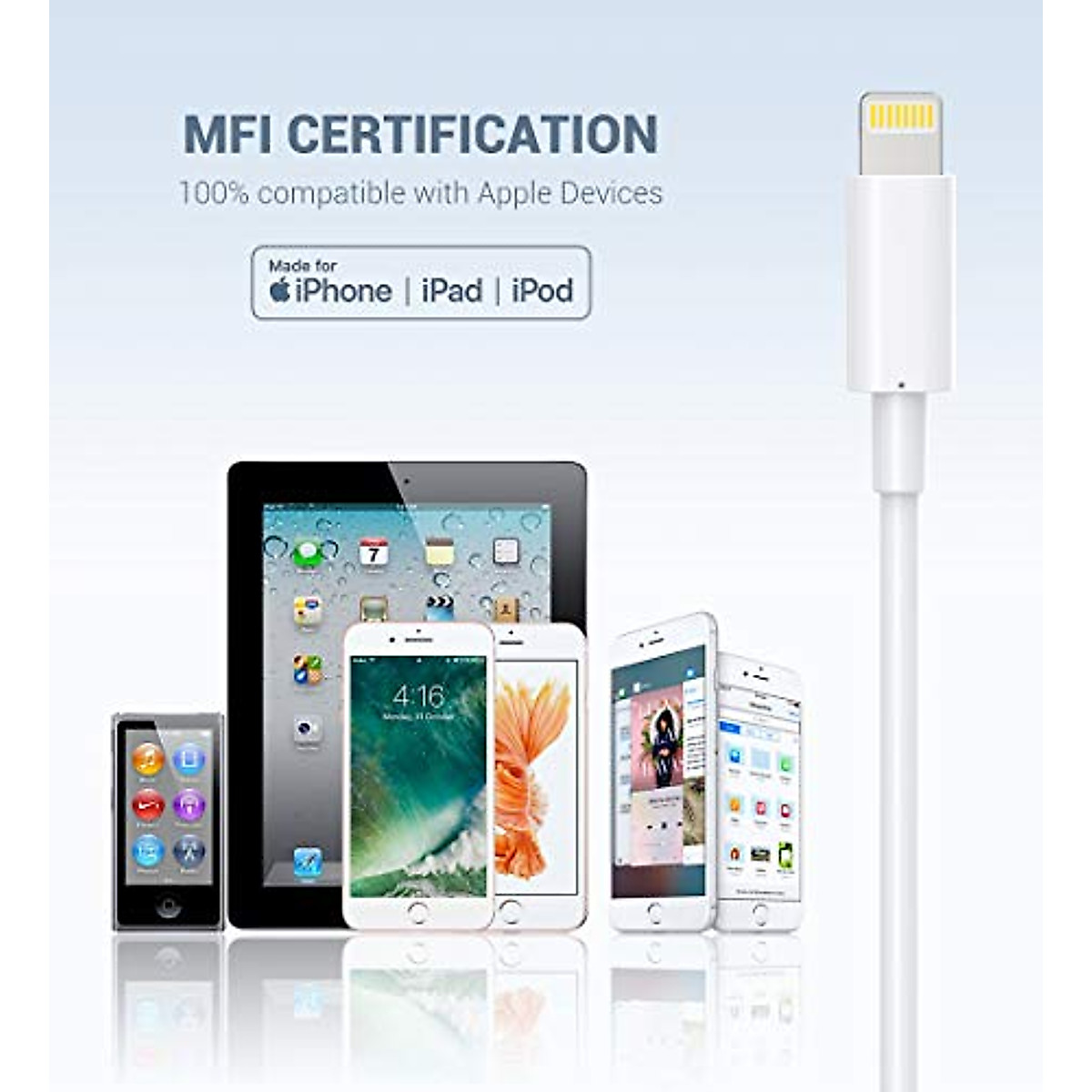 Novtech MFi Certified iPhone Charger Cable 3Pack 3FT USB to Lightning Cable 2.4A Fast Charging Cord Wire for iPhone 14 Plus 13 12 11 Pro Max XR Xs X 8 7 6 6s 5 5s SE iPad Air Pro Mini - White