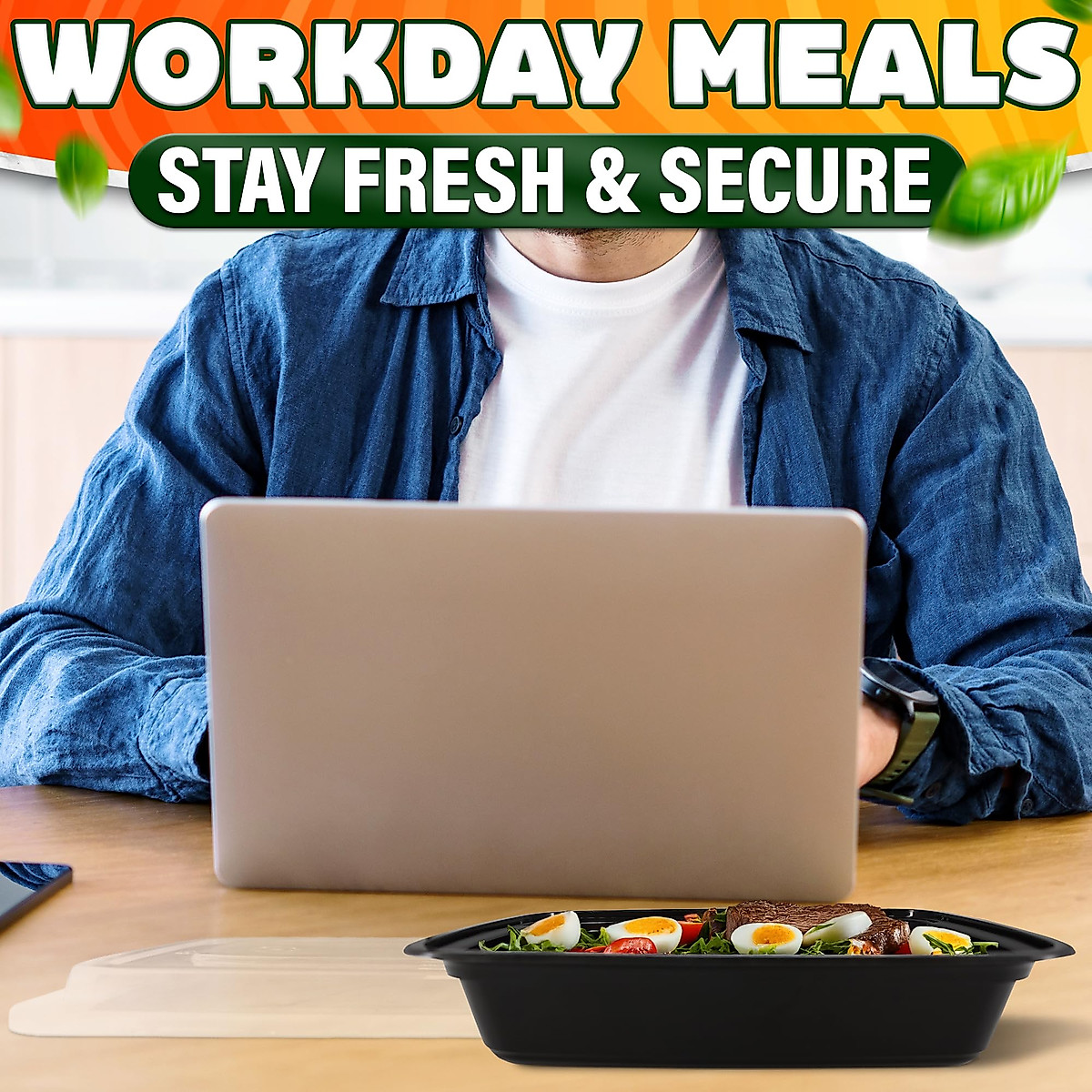 New Century, 50-Pack [32 oz] 1-Compartment Food Container - Rectangular Meal Prep Bento with Lid - Portable Lunch Box - Stackable - BPA Free - Freezer/Microwave/Dishwasher Safe - Reusable Storage