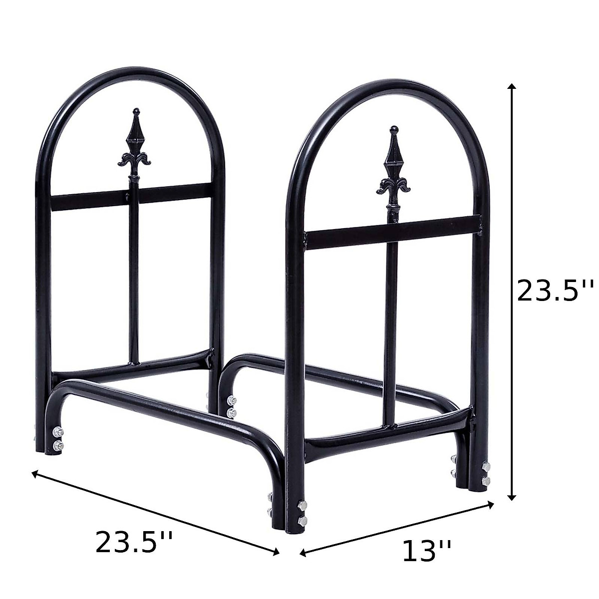 Happytools Firewood Rack, 24 Inch Fireplace Wood Storage Stand for Indoor and Outdoor, Heavy Duty Steel Fire Log Stacker Holder for Stove Fire Pit Fireplace (Single Head, 2 FT) Black