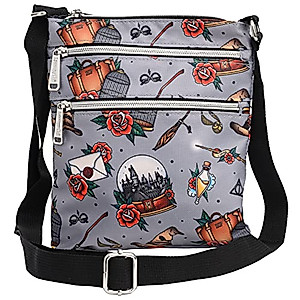 Loungefly Harry Potter Passport Crossbody Travel Bag AOP Relics Tattoo Print