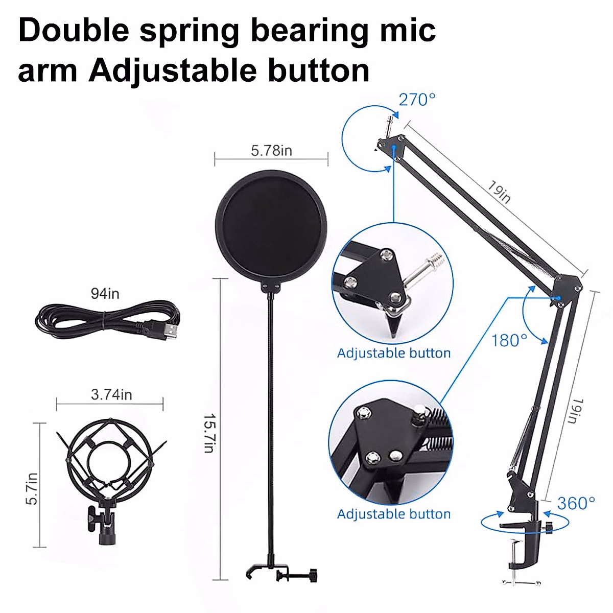 Caattiilaa USB Microphone - Condenser Mic with Professional Sound Chipset, Cardioid Pickup, Easy Installation, Compatible with Laptops, PCs, and Mobile Phones
