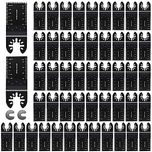 CONNOO 50 Pack Oscillating Saw Blades, Multitool Oscillating Tool Blades for Wood Metal Plastics, Japanese Long Teeth, Quick Release Multi Tool Blades Kits for Dewalt, Makita, Ryobi, Rockwell