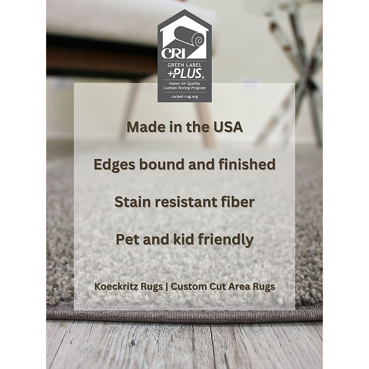 KOECKRITZ Custom Cut-to-Fit Indoor Frieze Area Rug - 25 oz Pewter Carpet - Soft and Loose Pile - Ideal for Living Room, Bedroom, Entryway, Dorms, Office, Homes, Apartments - 10'x12'