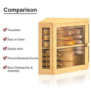 RYLTKISS Corner Bread Box–Extra Large Bread Box for Bread Storage-Durable Bamboo Wood Bread Box for Kitchen Countertop-Double Bread Container with Adjustable Height, Modern Bread Box Easy To Assemble