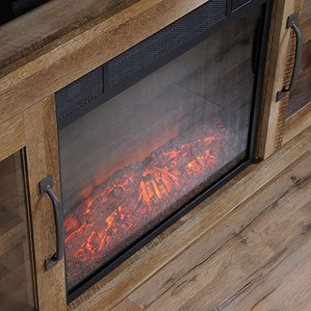 Sauder Dakota Pass Entertainment/Fireplace Credenza, For TV's up to 60", Craftsman Oak finish