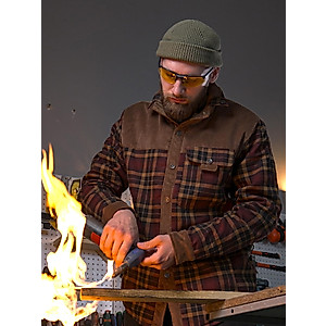 Mr.Stream Men's Outdoor Casual Vintage Long Sleeve Plaid Flannel Button Down Shirt Jacket 3251 Coffee S