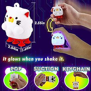 12 PCS Light Up Party Favors for Kids,3D Animal Pop Toys,Goodie Bags Stuffers for Kids,Pinata Stuffers Carnival Prizes,Fidget Toys Bulk,Prize Treasure Box Toys for Classroom,Suction Toys for Toddlers