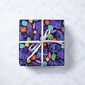 WRAPAHOLIC Ocean Wrapping Paper Roll - Mini Roll - 17 Inch x 33 Feet - Octopuses, Pectinid and Conches Design, Perfect for Birthday, Party, Holiday