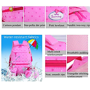 Stars-Print and Bowknot Backpack Set Large Elementary Bookbag 3Pcs Set School bags for Teen Girls