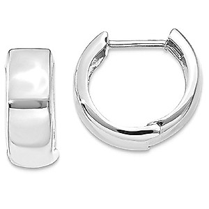 14K White Gold Hinged Round Hoop Earrings
