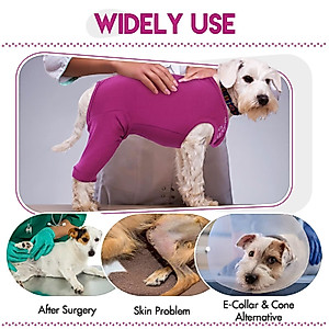 IDOMIK Dog Recovery Suit,Thigh Wound Protective Sleeve for Dogs,Anti Licking Dog Rear Leg Sleeve,Male Female Dog Surgical Clothes,Dog Surgical Suit with Pants Cover,Cone Collar Alternative,Purple,2XL