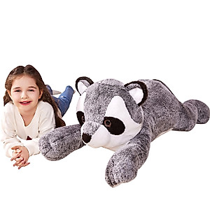 IKASA Giant Raccoon Stuffed Animal Plush Toy,Large Racoon 30" Cute Jumbo Soft Toys,Huge Big Size Plushy Fluffy Fat Oversized Plushie,Gifts for Kids