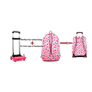 Backpack Hand Truck Wheeled Cart Trolley Hand Aluminium Alloy Folding Trolley Cart for Schoolbag/Backpack (Pink with Two Wheels)