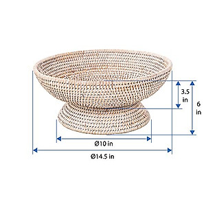 Kouboo La Joll Rattan Fruit Bowl, Large, White-Wash