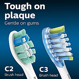 Philips Sonicare Genuine Toothbrush Head Variety Pack, C3 Premium Plaque Control and C2 Optimal Plaque Control, 3 Brush Heads, White, HX9023/69
