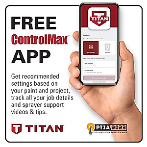Titan 2441251 ControlMax 1650 18V Cordless High Efficiency Airless Paint Sprayer, HEA Technology Decrease Overspray by up to 55%, Cordless Allows You to go Anywhere