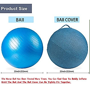 Nopaso Herding Ball for Horse - 25inch Ball Horse Toys & Ball Cover for Horses Anti-Burst Mega Herding Ball Giant Horse Soccer Ball for Horses Stall