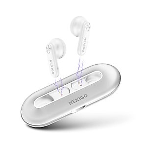 NexiGo Air T2 (Gen 2) Ultra-Thin Wireless Earbuds, Qualcomm QCC3040, Bluetooth 5.2, 4-Mic CVC 8.0 Noise Cancelling for Clear Calls, Volume Control, aptX, 28H Playtime, IPX5, Silver (Renewed)