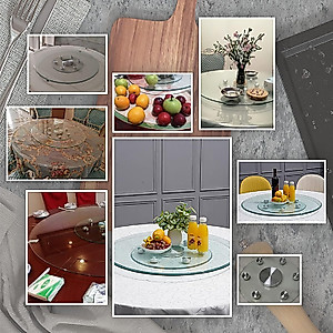 WDZDMYL Glass Lazy Susan Turntable, with Silent Smooth Aluminum Alloy Bearing, Round Tabletop Rotating Serving Tray, for Kitchen Dining, Parties, Wedding 110cm/44in