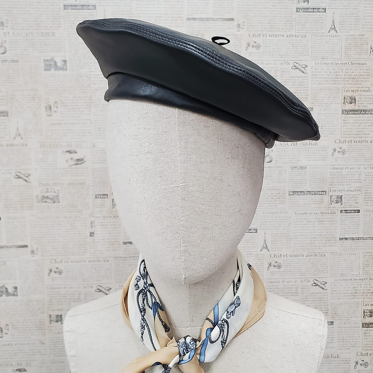 Emstate Winner Caps Unisex Cowhide Leather Beret Made in USA (Black)