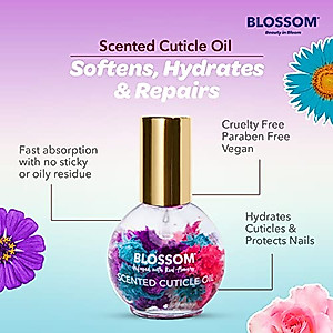 Blossom Hydrating, Moisturizing, Strengthening, Scented Cuticle Oil, Infused with Real Flowers, Made in USA, 0.42 fl. oz, Grape