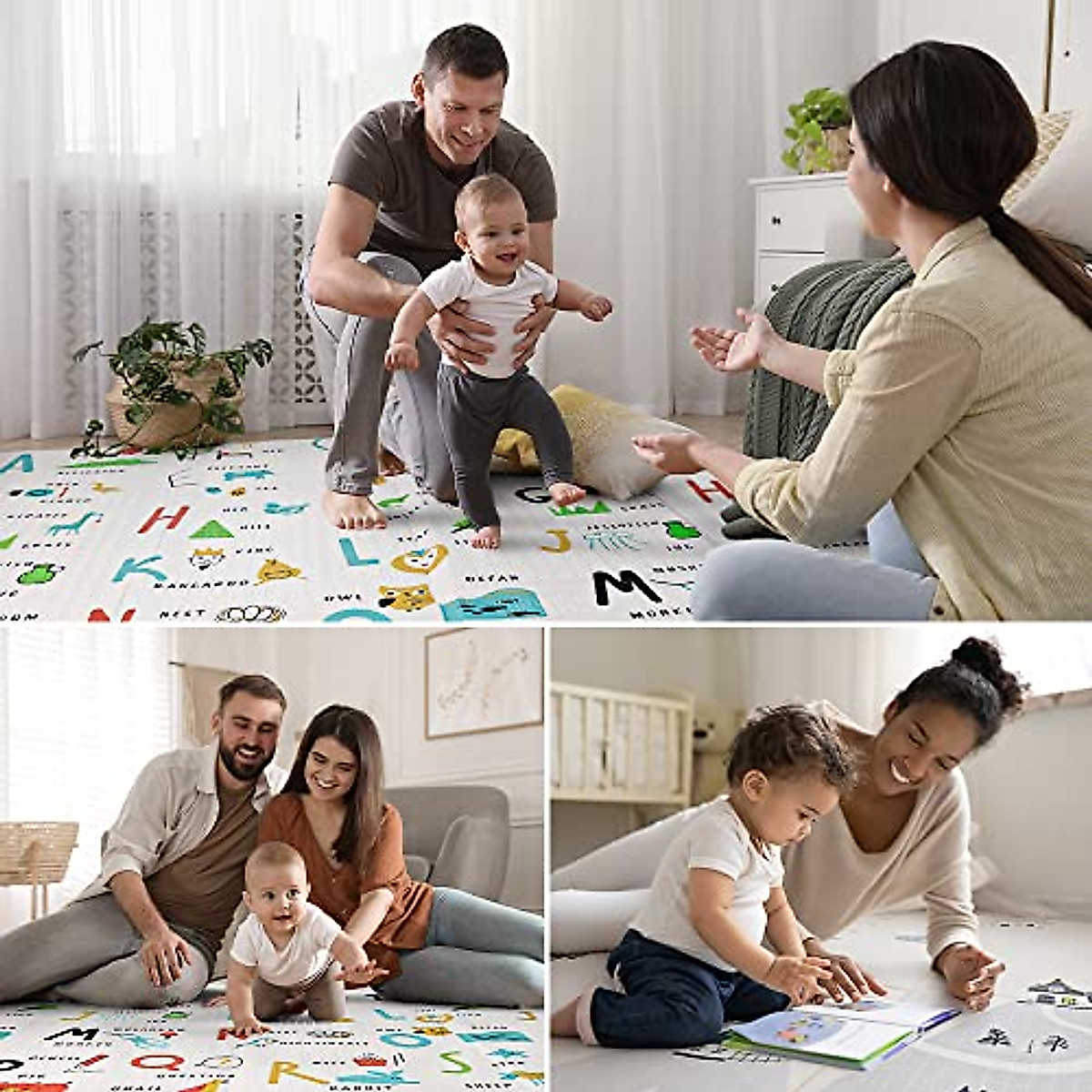 Baby Play Mat 79" X 71",Reversible Waterproof Foldable Foam Floor Playmat for Kids Toddlers, Extra Large Anti- Slip Baby Crawling Mat