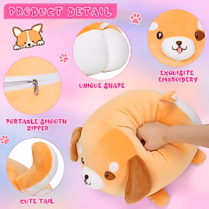 Zakeml 5PCS Cute Corgi Dog Plush Pillow, 15'' Corgi Plush Stuffed Animal with 4 Baby Corgi Plushies, Soft Dog Plush Sleeping Pillow Doll Toy Christmas Birthday for Kids Girlfriend Room Decor