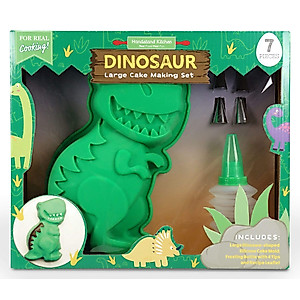 Handstand Kitchen Dinosaur Buddies 7-piece Real Cake Baking Set with Recipes
