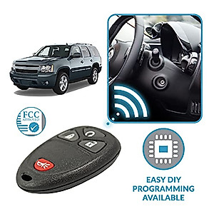 Keyless2Go Replacement for Keyless Entry Car Key Vehicles That Use 4 Button 15913421 OUC60270, Self-programming - 2 Pack