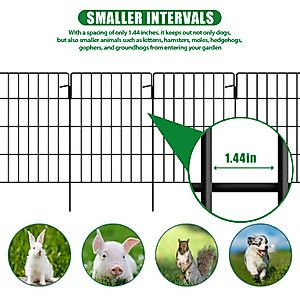 10 Pack Garden Fence Animal Barrier Fencing 1.44 inch Spacing Total 10.8ft (L) x 24in (H) Rustproof Metal Wire Yard Blocker Dog Fences Border for Outdoor Flower Bed Landscape Fencing Decor Black