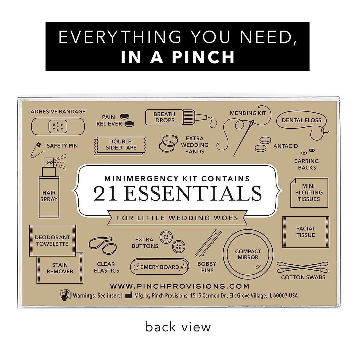 Pinch Provisions Minimergency Kit for Brides, Velvet Sage, Includes 21 Must-Have Emergency Essential Items for Your Big Wedding Day, Compact, Multi-Functional Zipper Pouch, Perfect Survival Kit Gift
