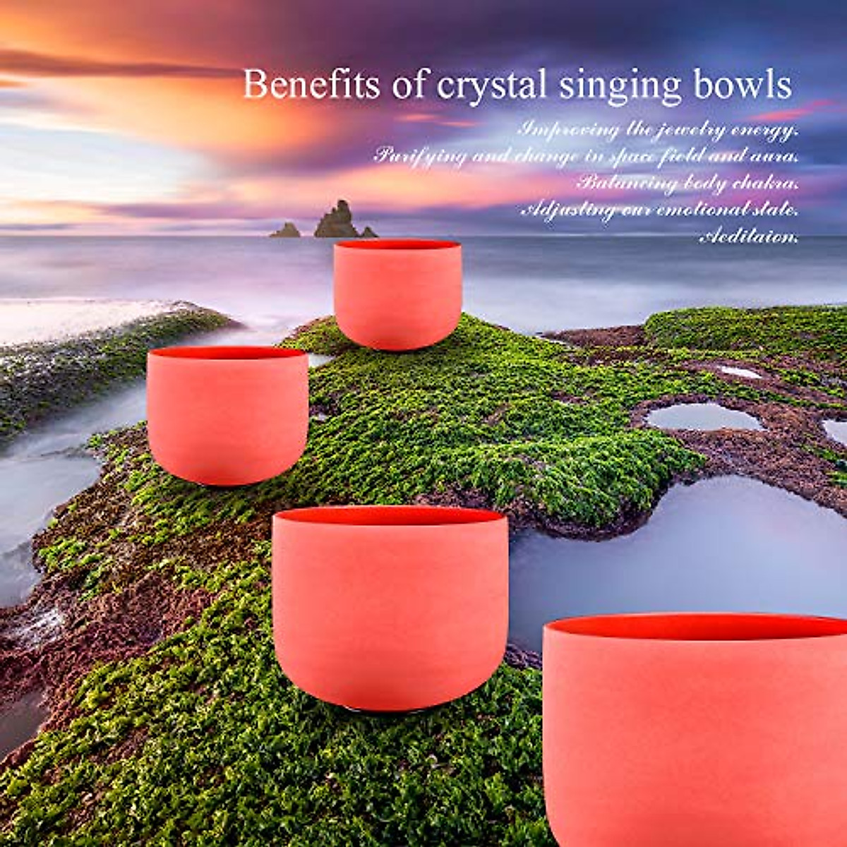 Ryan Dvan 10” C Note Red Frosted Root Chakra Crystal Singing Bowl with Free Padded Carrying Case and Suede Striker & O-Ring