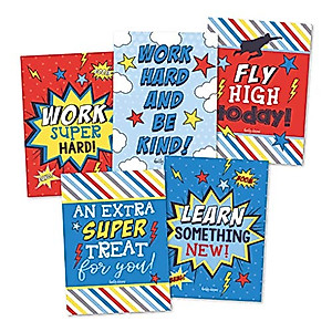 25 Superhero School Lunch Box Notes For Kids, Inspirational Motivational Cards For Boys Girls From Mom, Encouraging Notes for Student Children Teens, Thinking of You Positive Affirmations Lol Fun Love