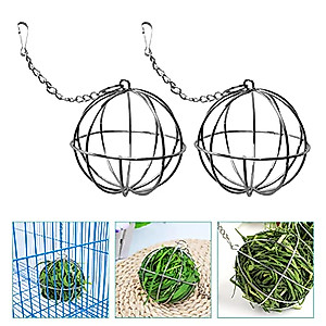 LUOZZY 2Pcs Hanging Bunny Hay Feeding Balls Rabbit Hay Feeder Balls Pet Cage Hay Feeder for Rabbits Bunnys