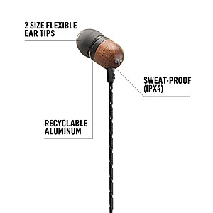 House of Marley Smile Jamaica Wireless: Wireless Neckband Earphones with Microphone, Bluetooth Connectivity, 8 Hours of Playtime, and Sustainable Materials (Black)