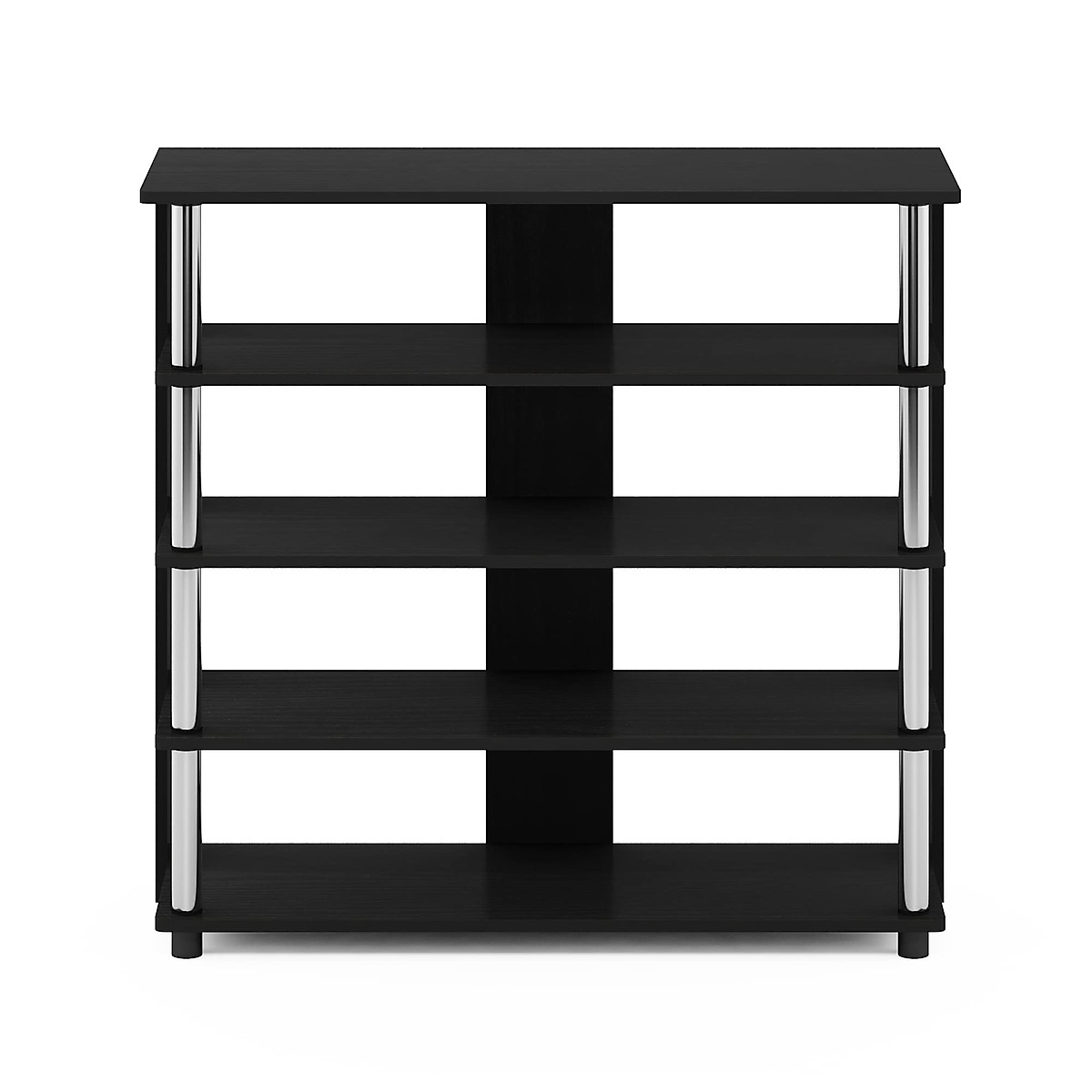 Furinno Turn-N-Tube 5 Tier Wide Shoe Rack, Americano, Stainless Steel Tubes