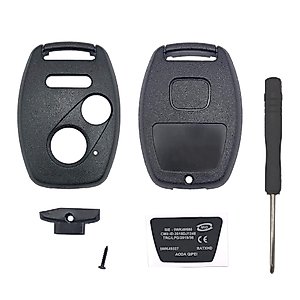 Arruweer NO Cut Replacement Key Fob Shell Case Fit for Honda Accord Crosstour Civic Odyssey CR-V CR-Z Fit Keyless Entry Remote Car Key Fob Cover (Only Casing) (2+1 Button)