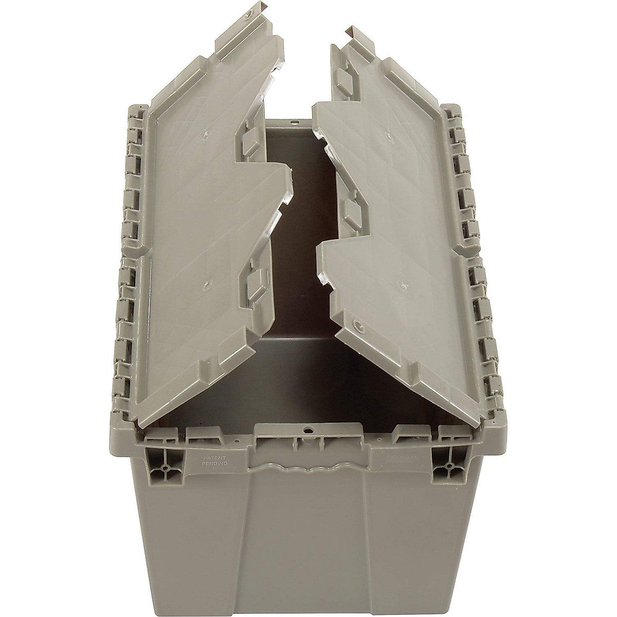 Monoflo Global Industrial Distribution Container With Hinged Lid, 21-7/8x15-1/4x12-7/8, Gray