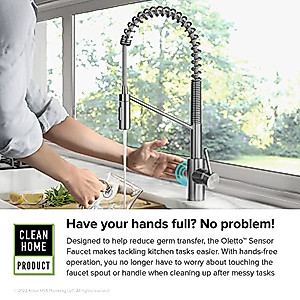 KRAUS Oletto Touchless Sensor Commercial Pull-Down Single Handle Kitchen Faucet with QuickDock Top Mount Assembly in Spot Free Stainless Steel, KSF-2631SFS