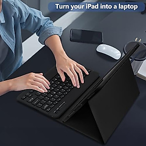 TQQ for iPad Air 13-inch (M3/M2, 2025/2024) & Pro 12.9 inch Case with Keyboard, Keyboard case for 12.9-inch iPad Pro 6th/5th Gen - with Pencil Holder for iPad Air 13-inch/iPad Pro 12.9 Black