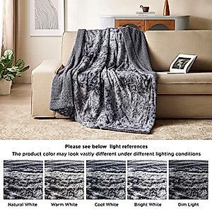 Bedsure Fuzzy Blanket for Couch - Grey, Soft and Comfy Sherpa, Plush and Furry Faux Fur, Reversible Throw Blankets for Sofa and Bed, 50x60 Inches